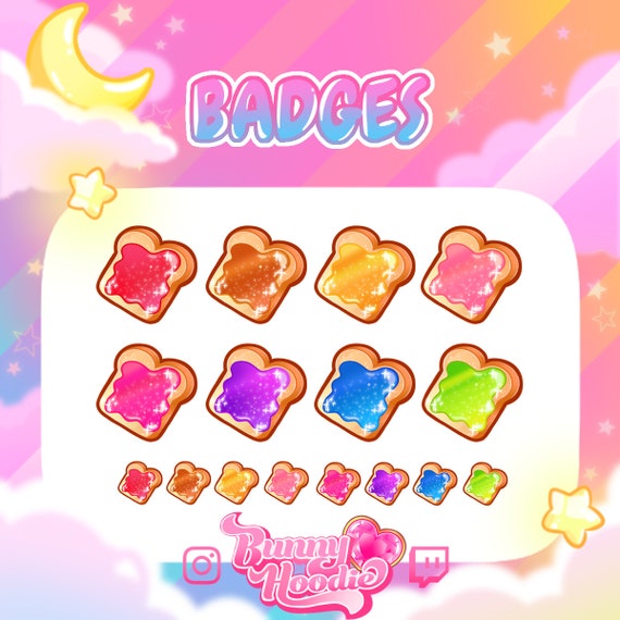Kawaii Jelly Toast Badges Twitch Subscriber Bit Badge - Etsy