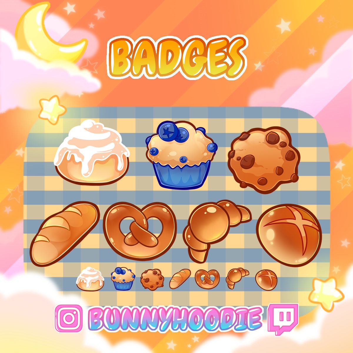 Bakery Twitch Badges - Sub & Bit Badges Premade Bread Croissant ...