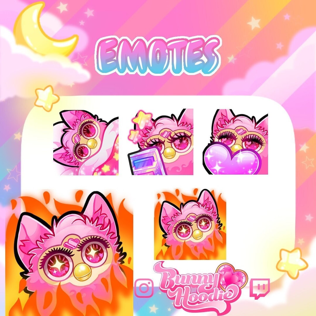 Kawaii Furby Twitch Emotes - More Cute Pink 90s Retro Furbies Premade ...