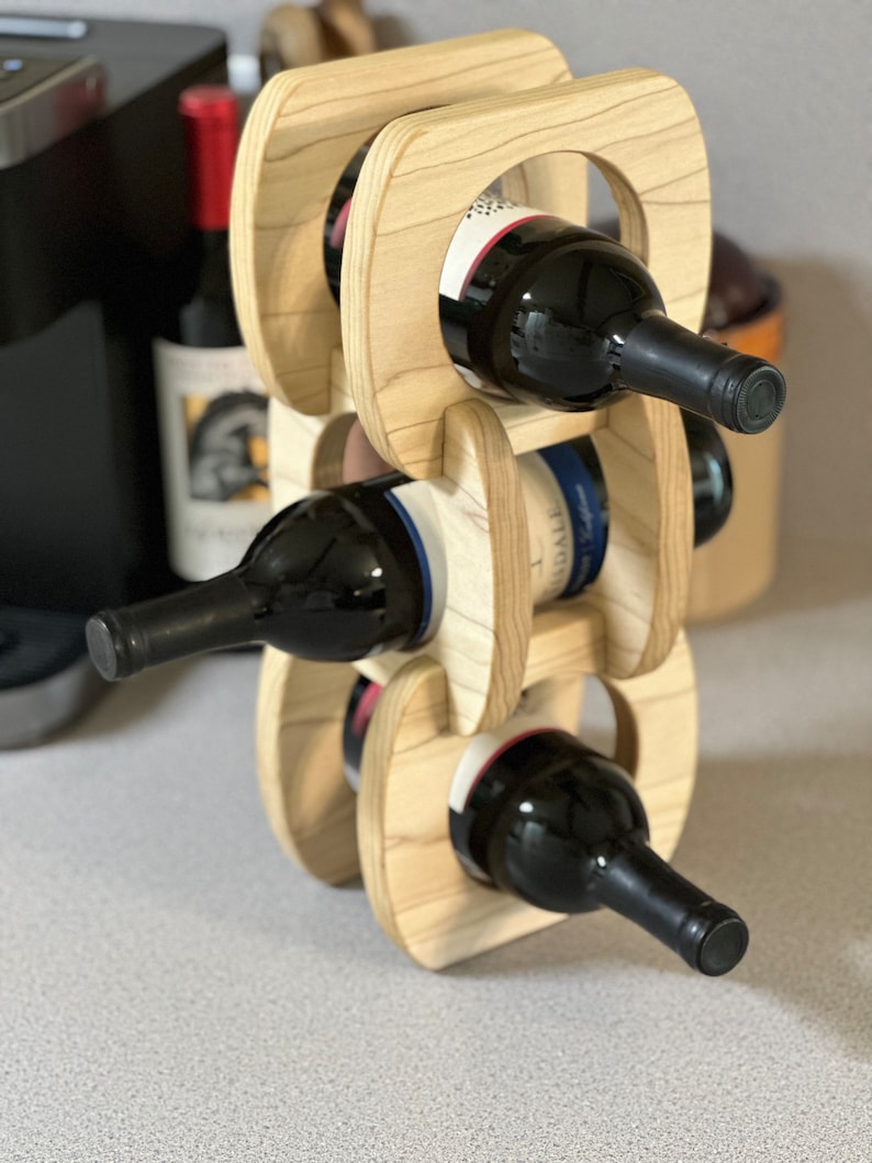 Wine Rack, Wine Stand, 3 Bottle Wine Rack, Kitchen Storage, Wood Wine ...