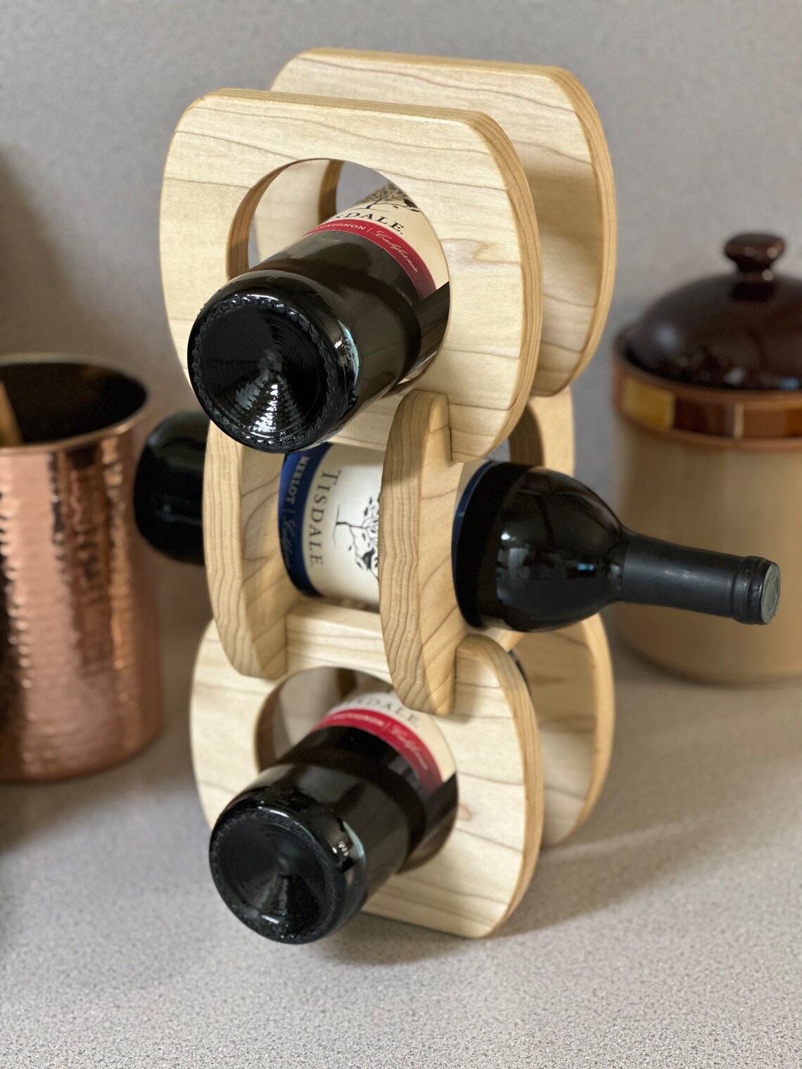 Wine Rack, Wine Stand, 3 Bottle Wine Rack, Kitchen Storage, Wood Wine ...