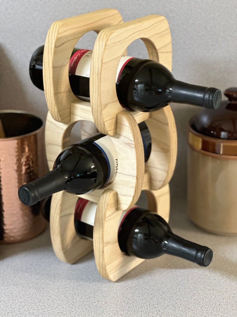 Wine Rack, Wine Stand, 3 Bottle Wine Rack, Kitchen Storage, Wood Wine ...