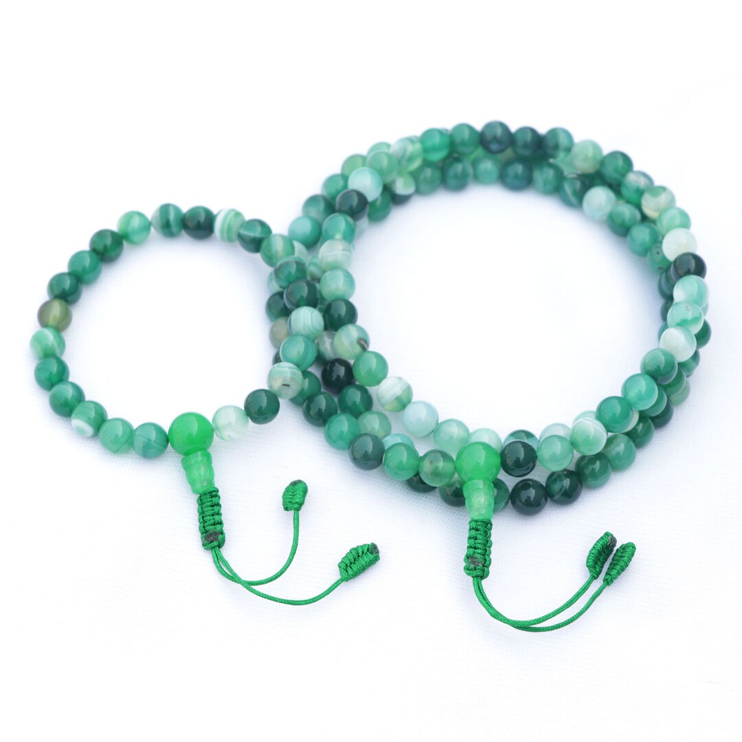 Genuine 8 MM Green Agate Stone Japa Mala, Agate Jewellery, Prayer Mala ...