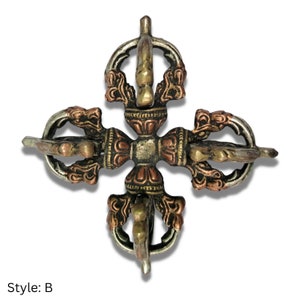 Tibetan Double Vajra, Dorje, Brass Vajra, Stone Inlaid Vajra, Buddhist ...