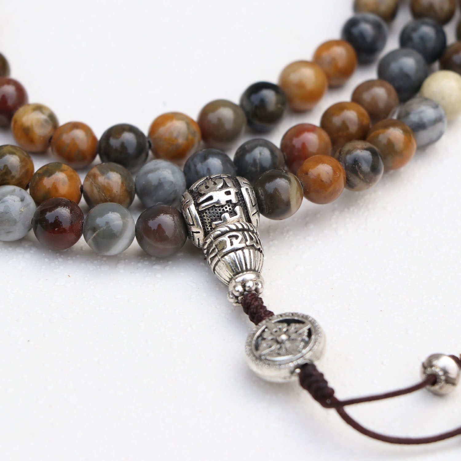 Tibetan Dorjee River Stone Prayer Mala With Double Dorjee - Etsy UK