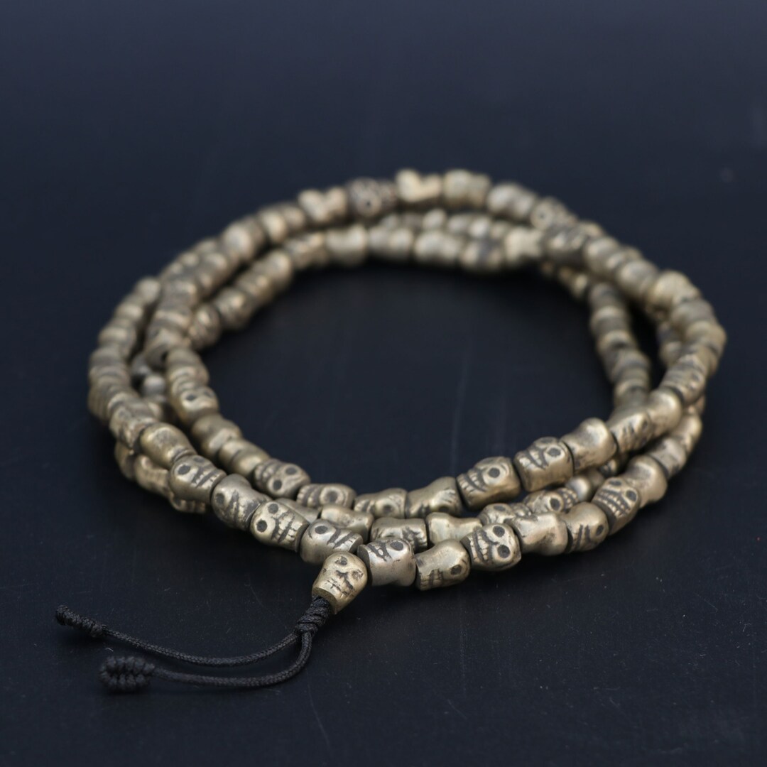 Handmade Brass Skull Japa Prayer Mala, Buddhist Skulls, Kapala Skull ...
