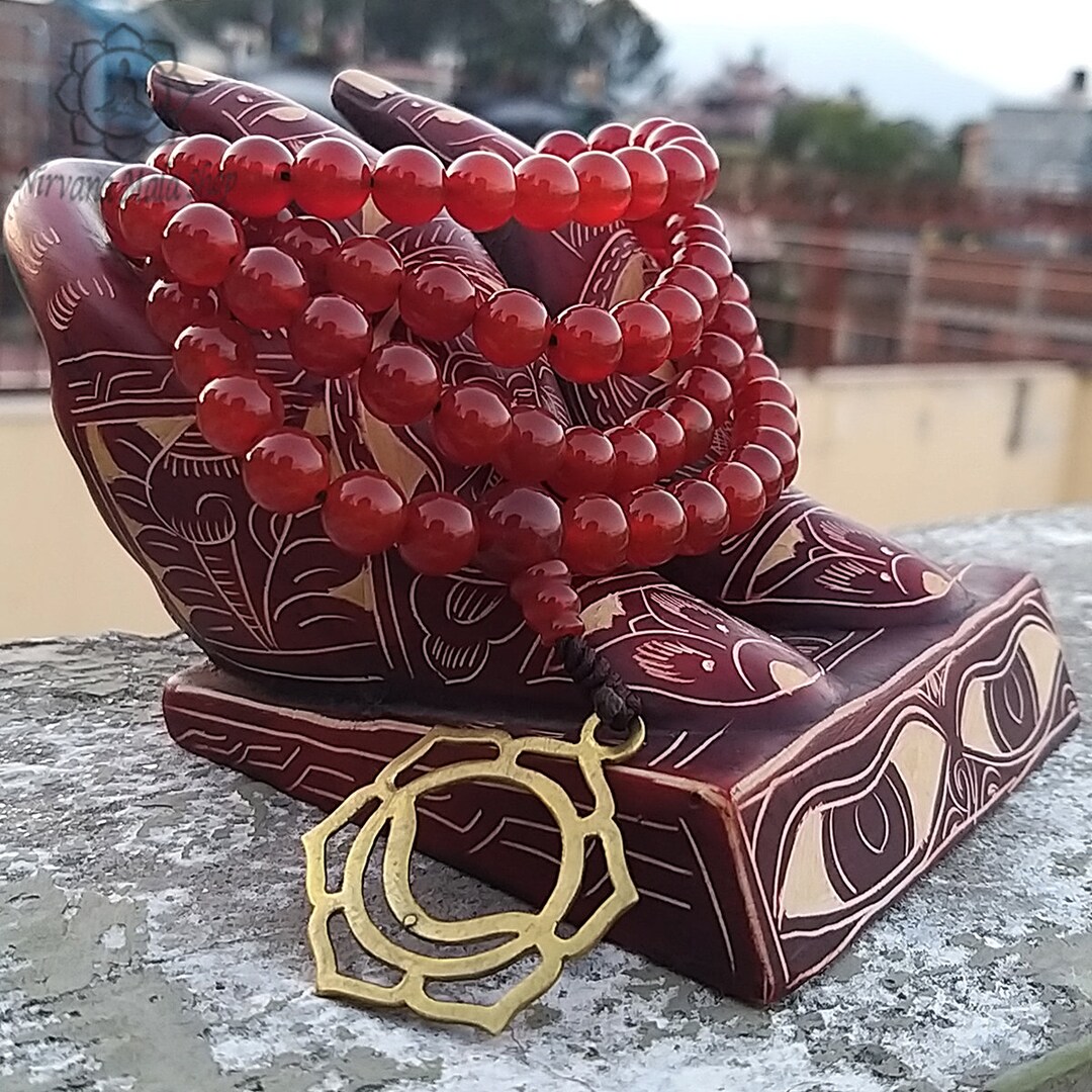 Genuine Carnelian Stone Mala With Sacral Chakra Pendant - Etsy