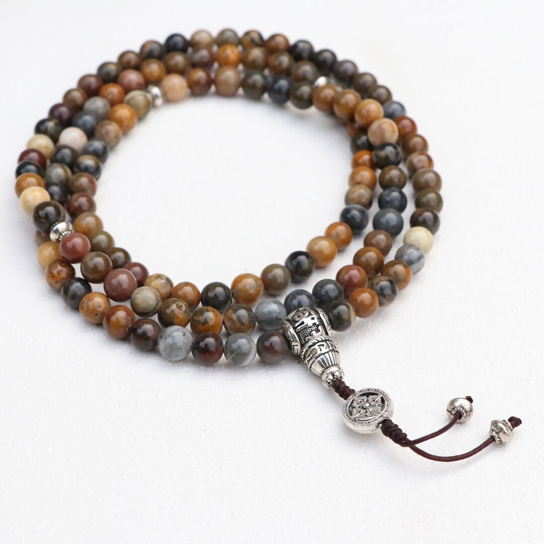 Tibetan Dorjee River Stone Prayer Mala With Double Dorjee - Etsy UK
