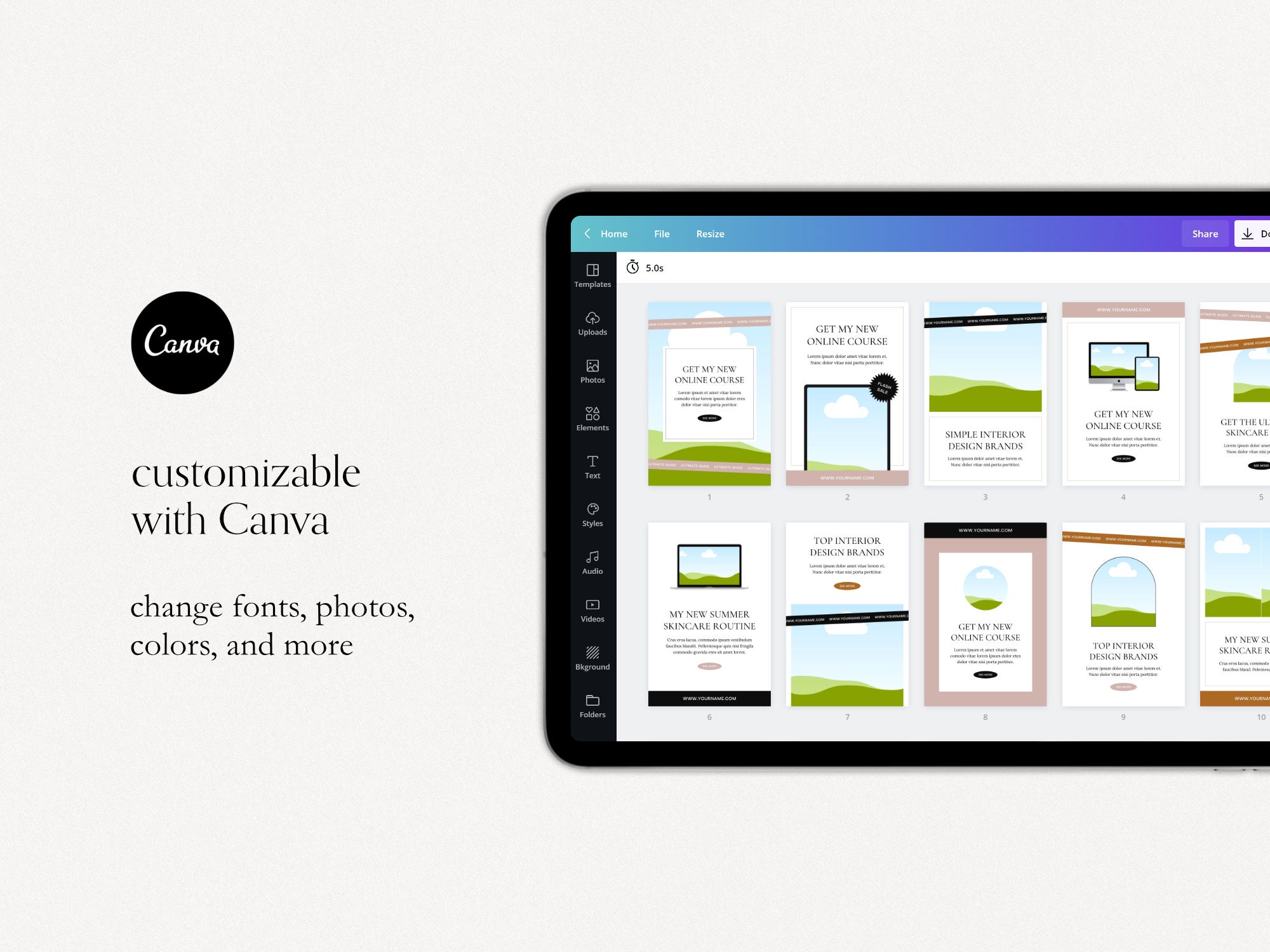 40 Pinterest Templates for Canva, Pin Template, Canva Template, Blogger ...
