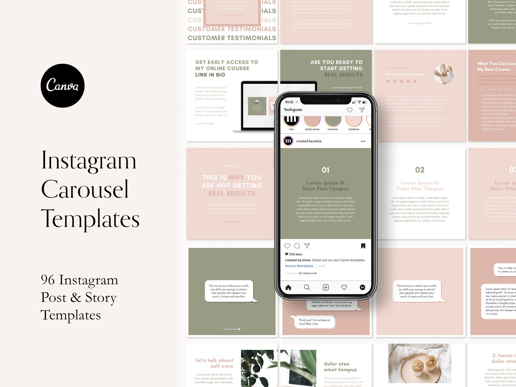 96 Instagram Post & Story Carousel Templates for Canva | Etsy India
