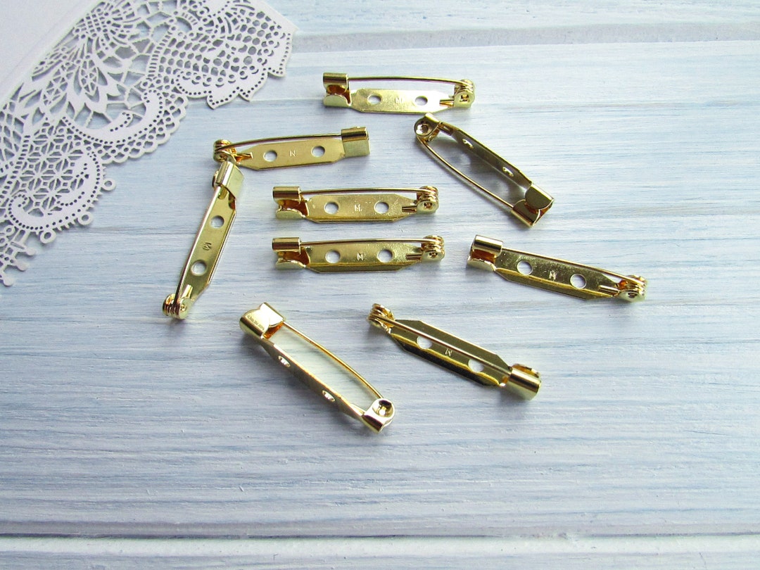 20 Pcs Brass 25 Mm Gold Metal Brooch Pin 0,98 Inch Made in Japan ...