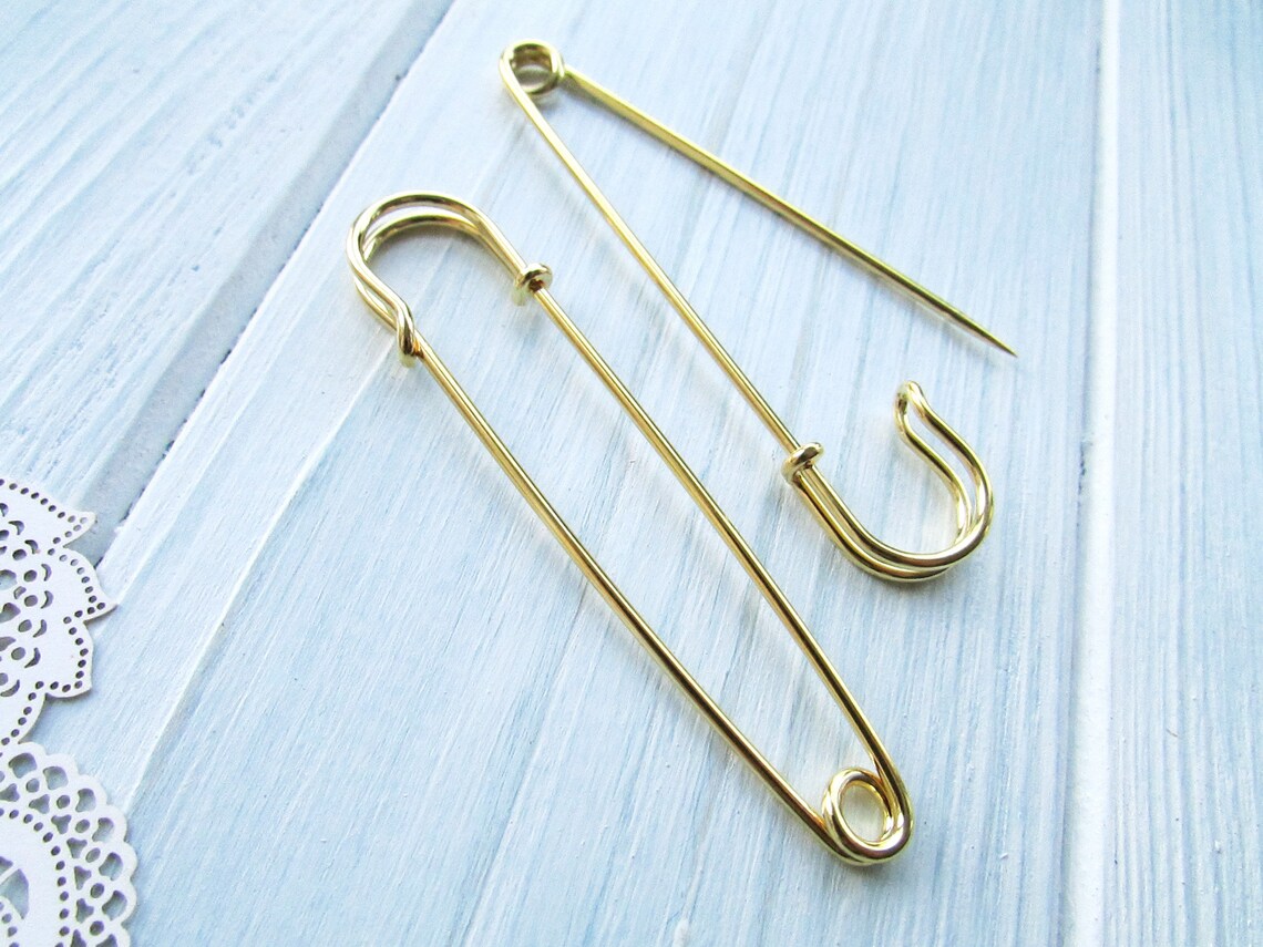 10 Pcs Safety pin brooches 70 mm gold Brooch Pin Backs Brooch | Etsy