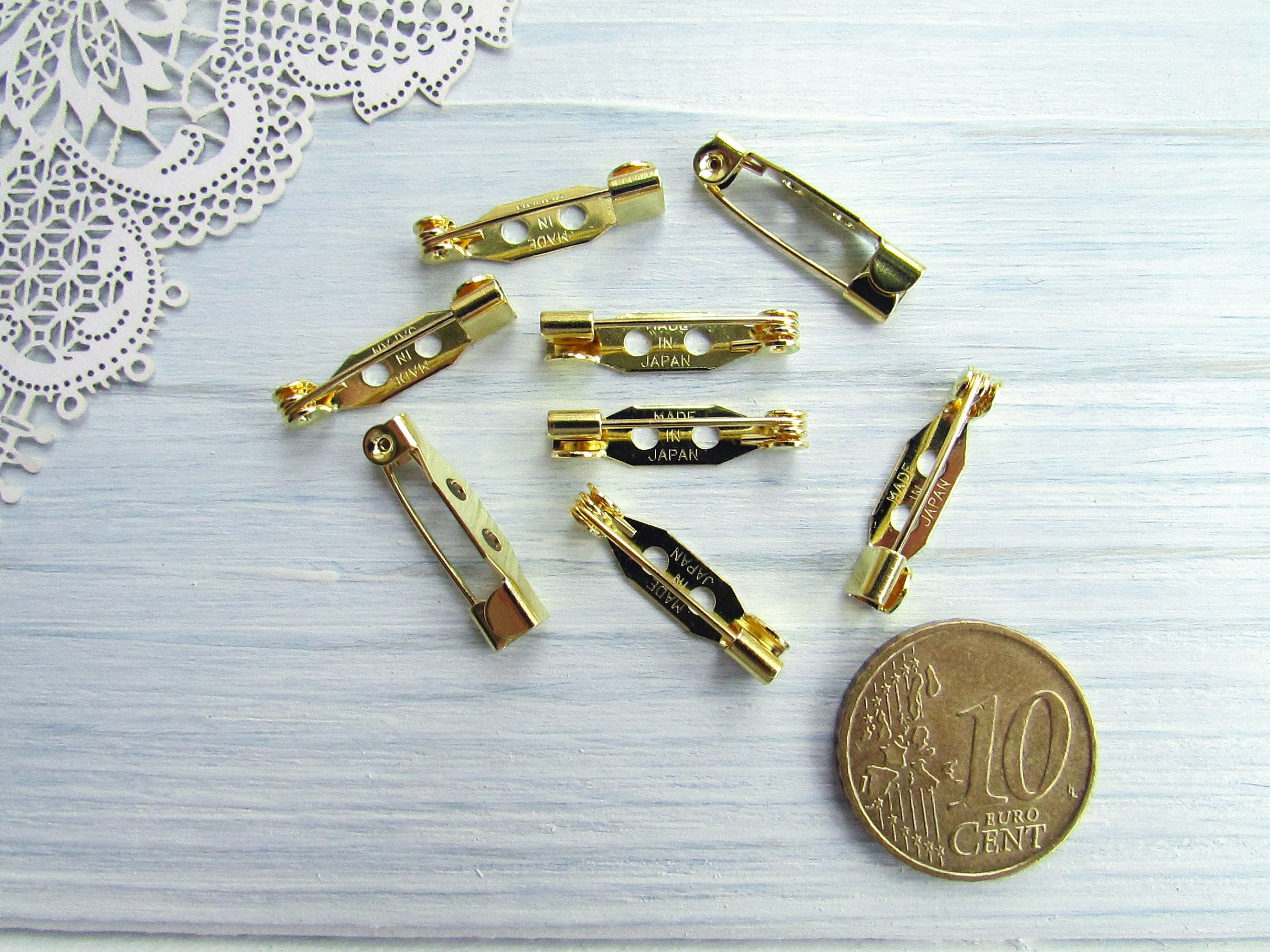 20 Pcs Brass 20 Mm Gold Metal Brooch Pin 078 Inch Made in - Etsy