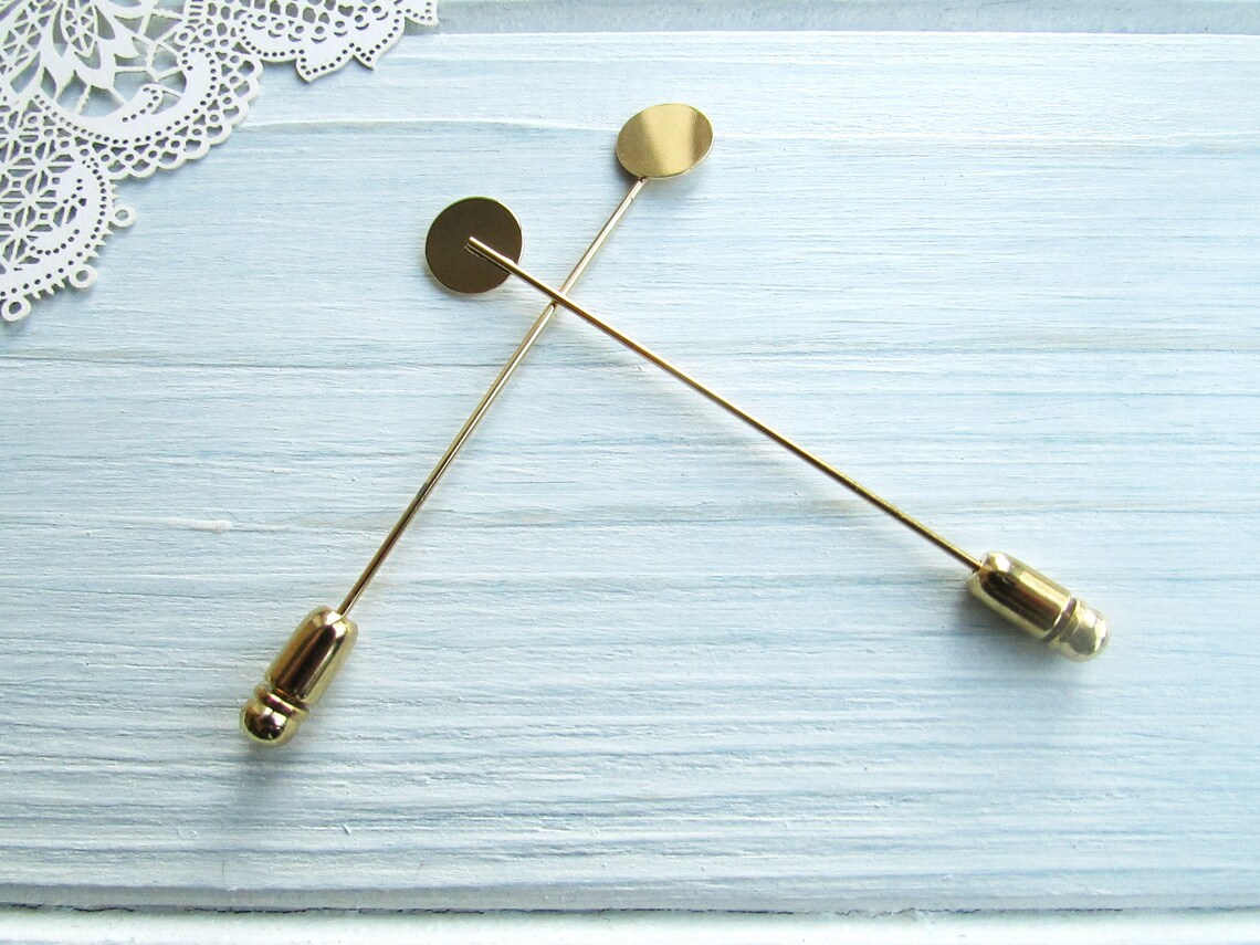 1 Pcs Brass 65 Mm Gold Boutonniere Pin Brooch Stick Pins With | Etsy