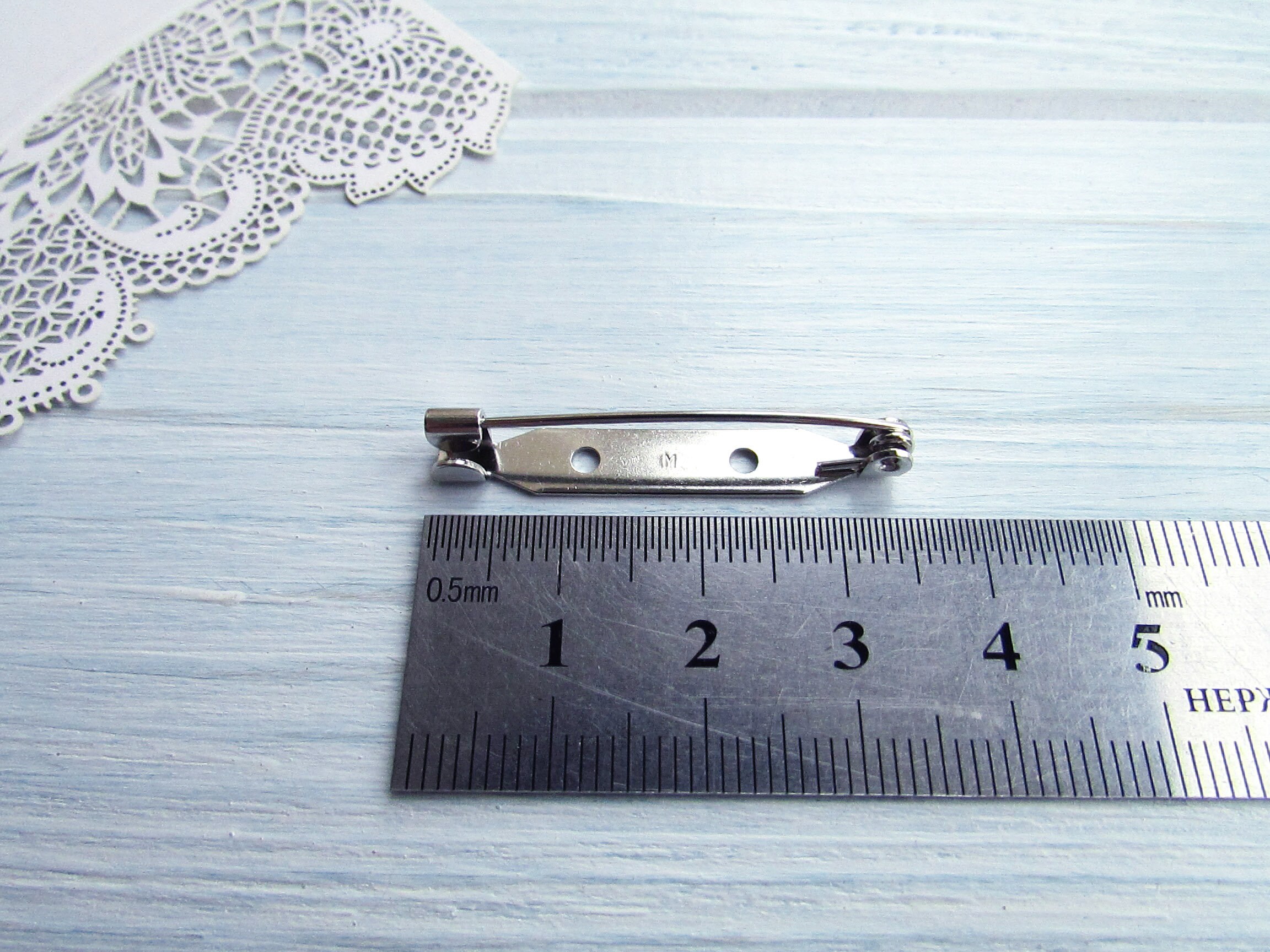 20 Pcs Brass 35 mm silver Metal Brooch Pin 138 inch Made in | Etsy