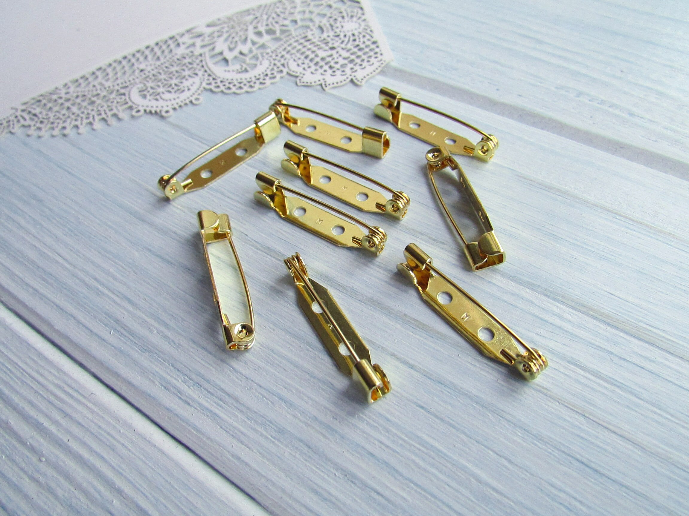 20 Pcs Brass 25 mm gold Metal Brooch Pin 098 inch Made in | Etsy