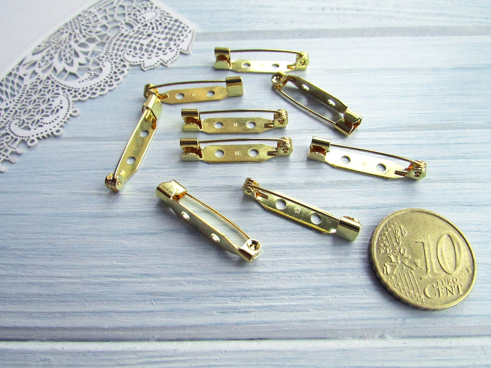 20 Pcs Brass 25 mm gold Metal Brooch Pin 098 inch Made in | Etsy