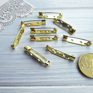 20 Pcs Brass 25 Mm Gold Metal Brooch Pin 0,98 Inch Made in Japan ...