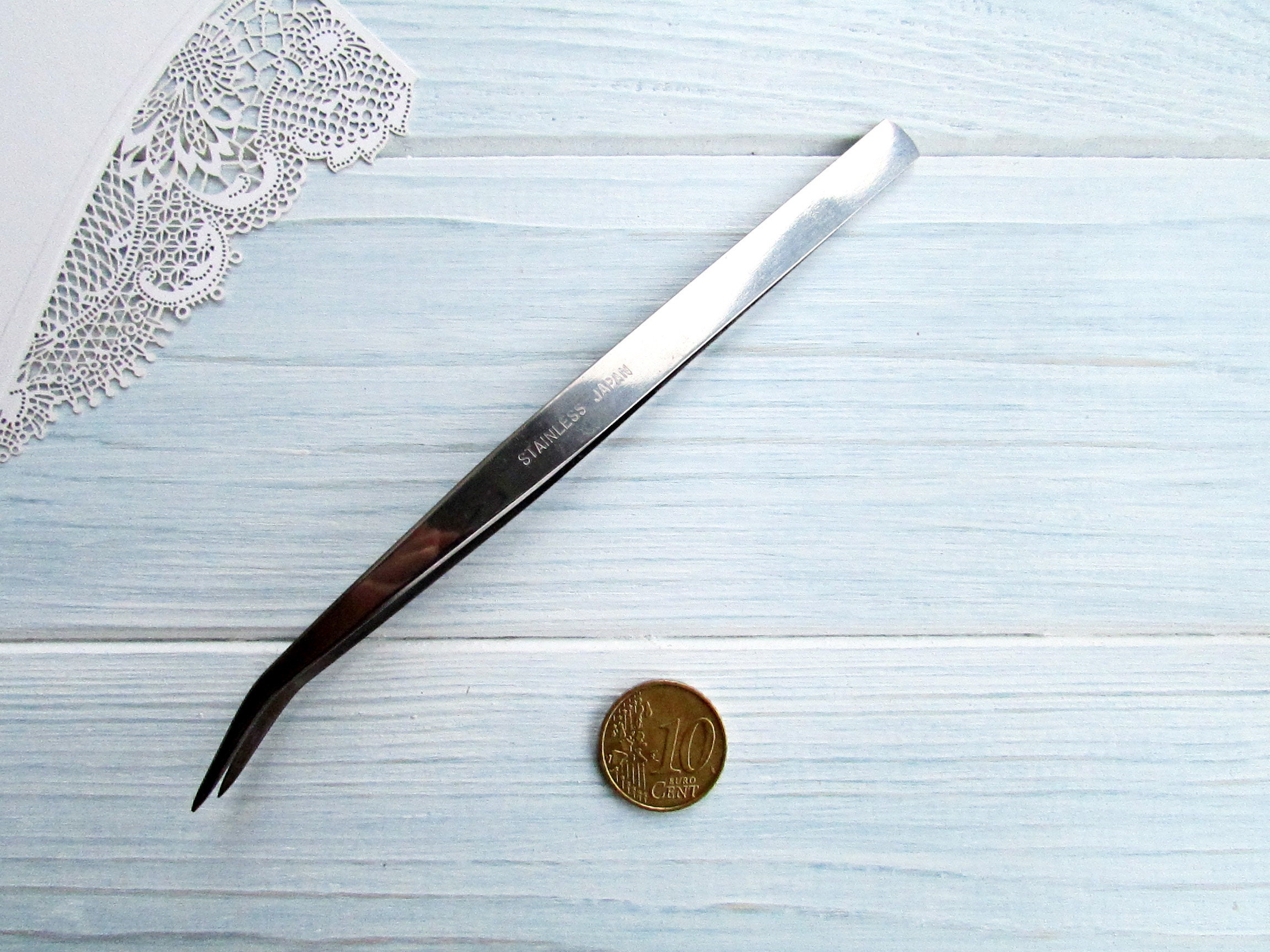 Japanese Curved Stainless Steel Tweezers L 150 Mm | Etsy