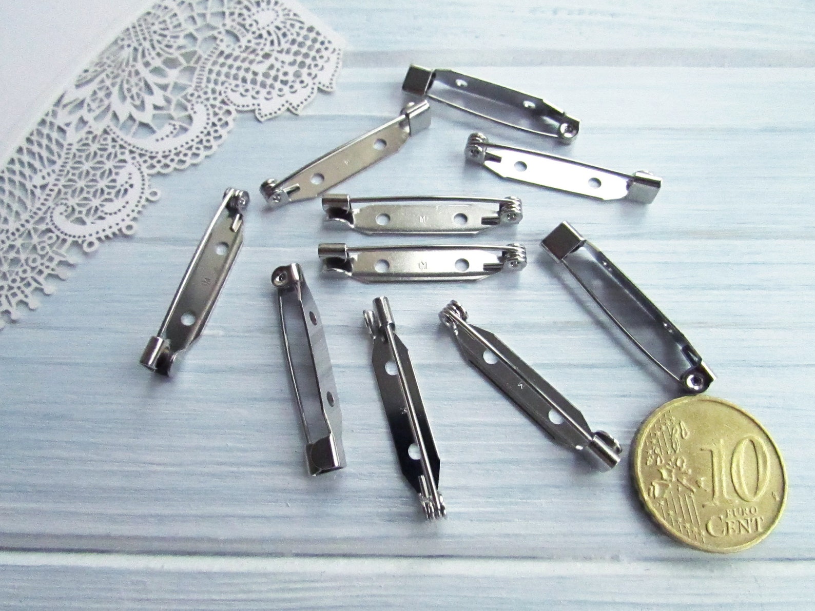 20 Pcs Brass 30 Mm Silver Metal Brooch Pin 118 Inch Made in - Etsy