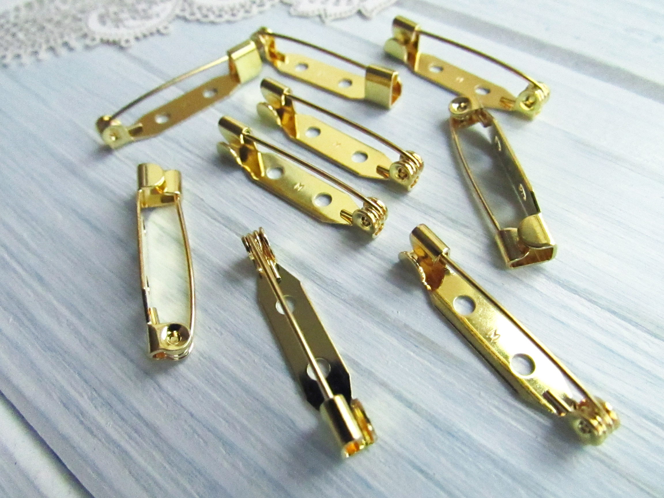 20 Pcs Brass 25 mm gold Metal Brooch Pin 098 inch Made in | Etsy