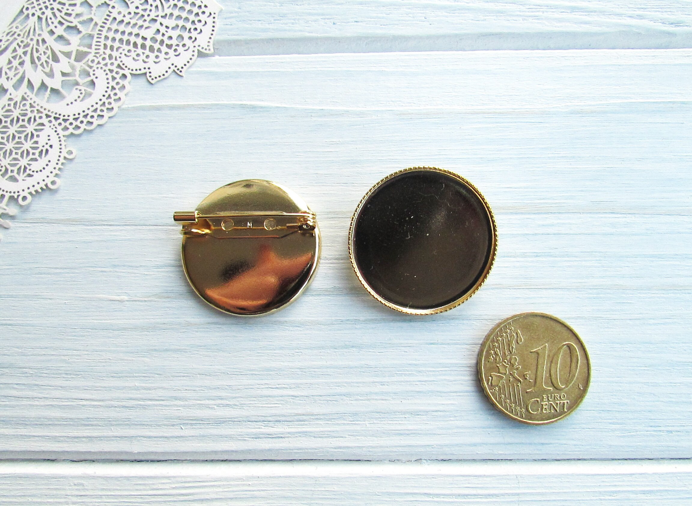 1 Pcs Brass 25 Mm Gold Brooch Pin Backs Brooch Base Round - Etsy