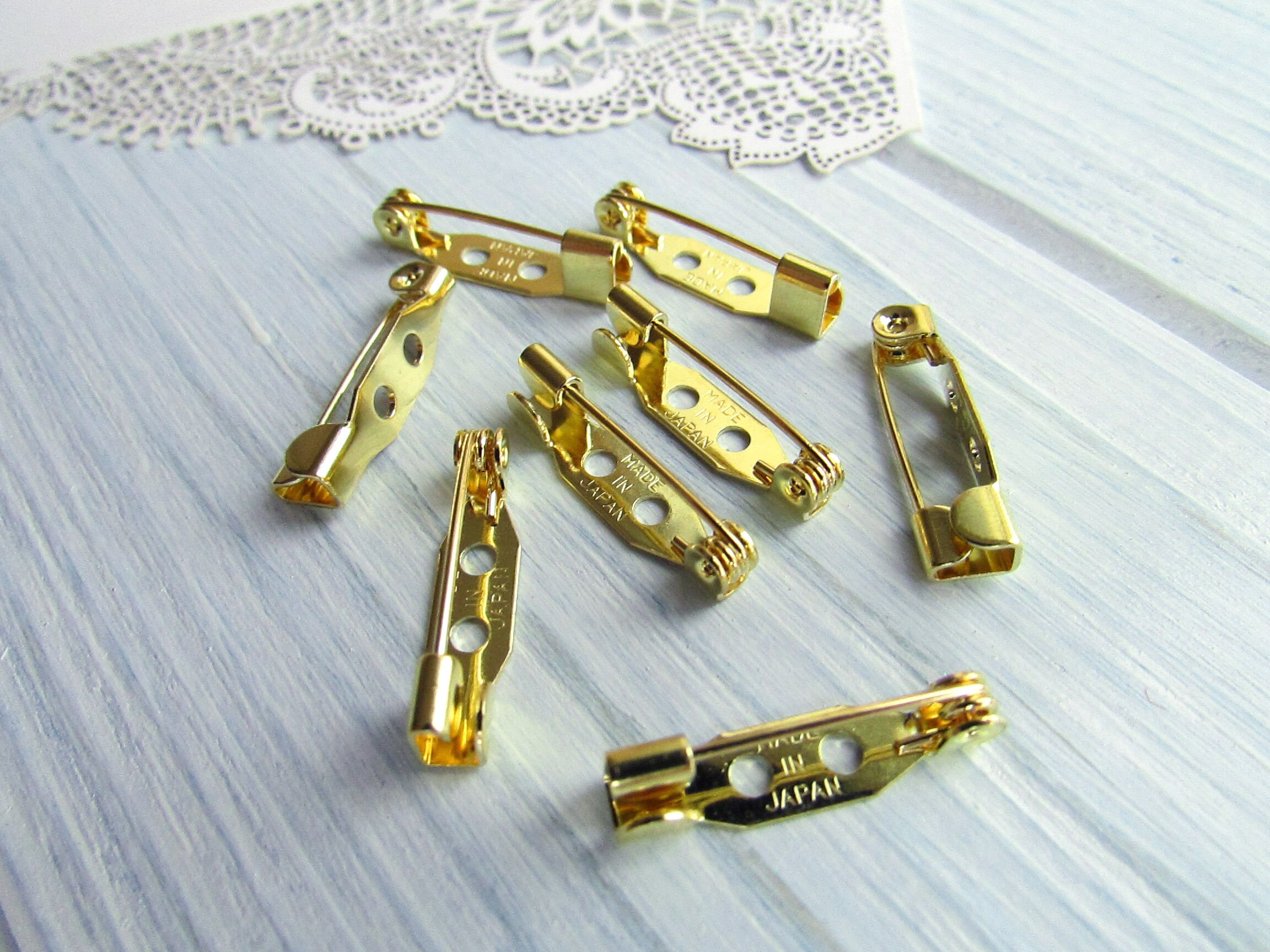 20 Pcs Brass 20 Mm Gold Metal Brooch Pin 078 Inch Made in | Etsy
