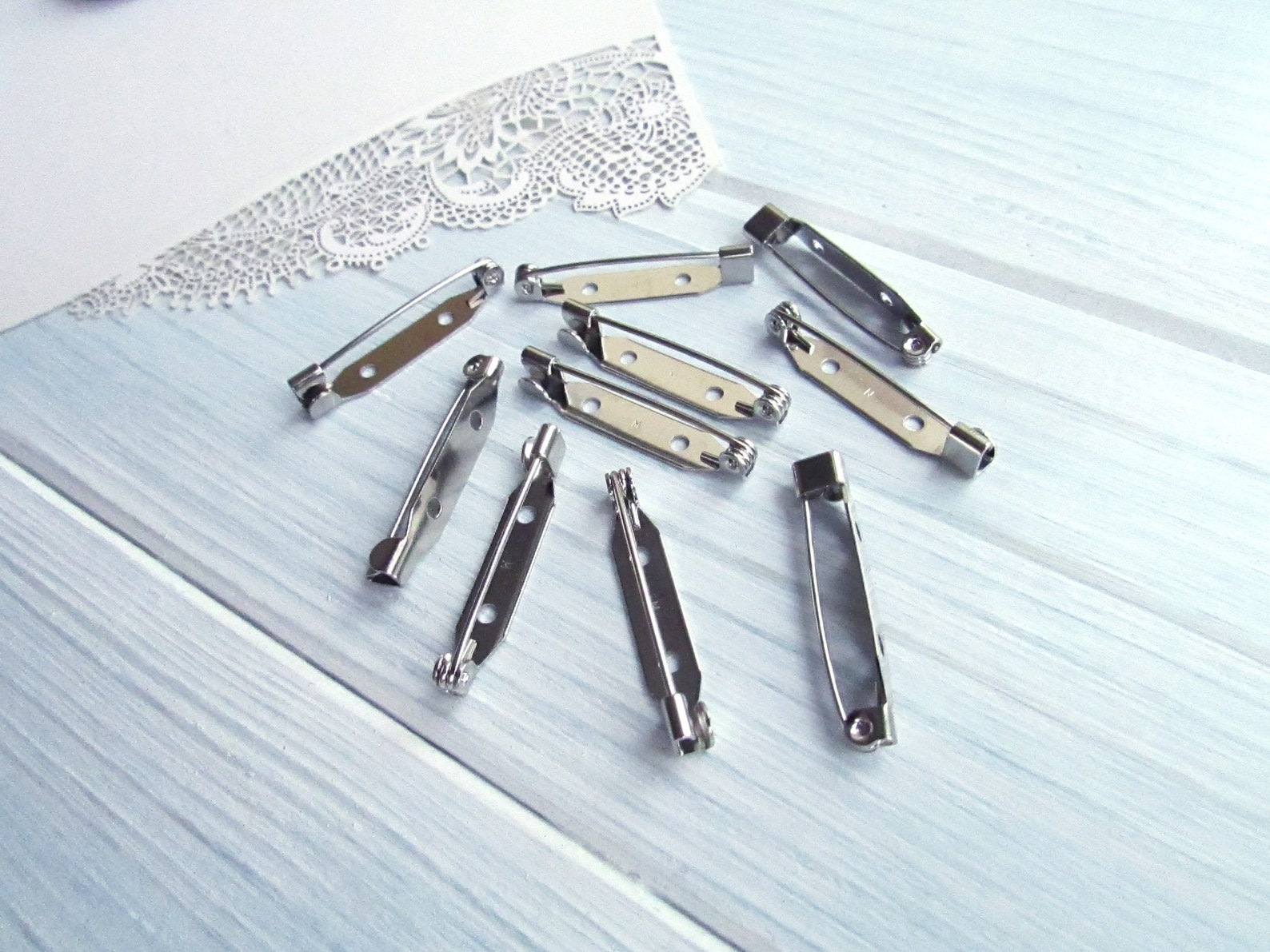 20 Pcs Brass 30 Mm Silver Metal Brooch Pin 118 Inch Made in - Etsy