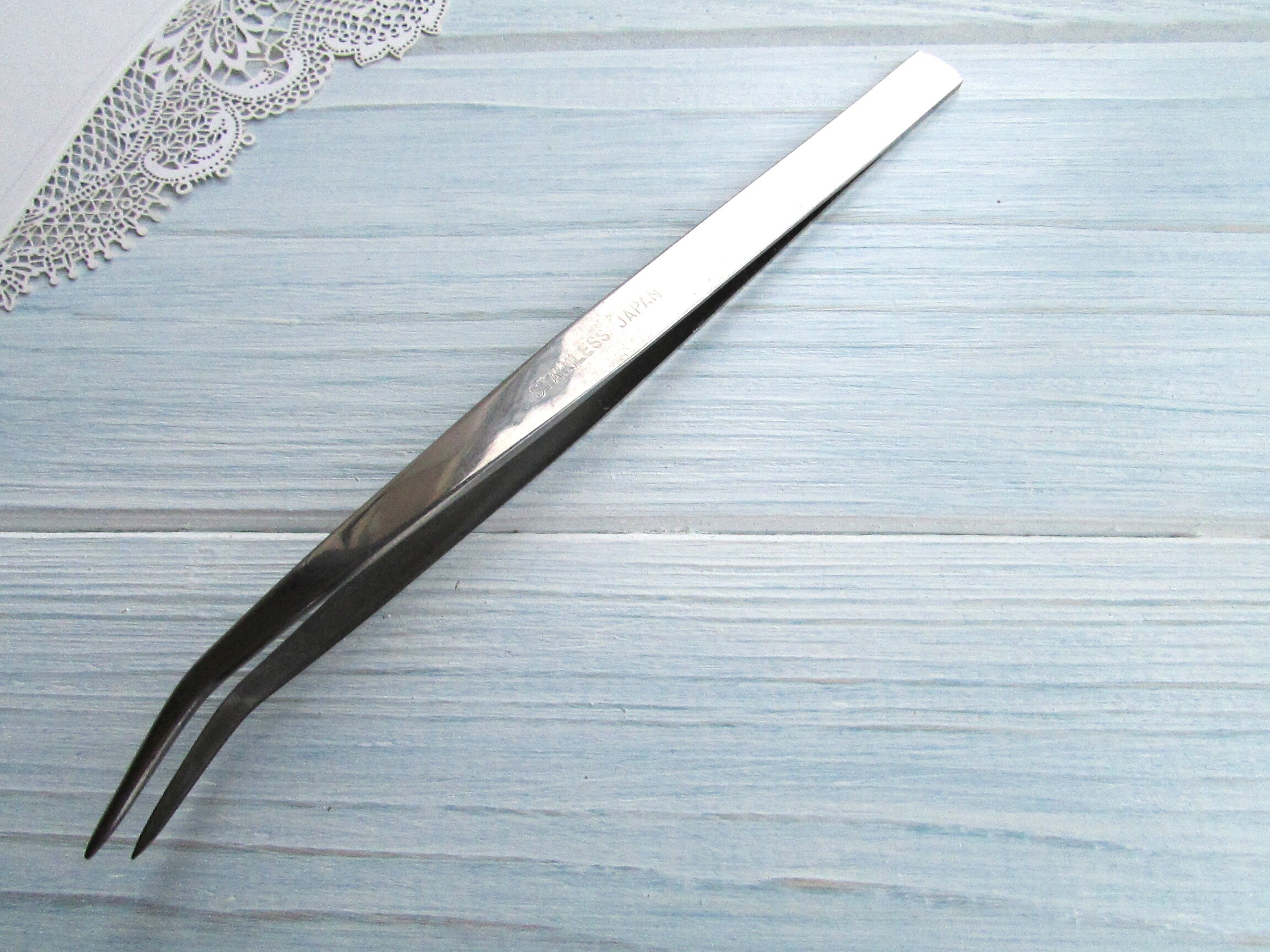 Japanese Curved Stainless Steel Tweezers L 150 Mm | Etsy