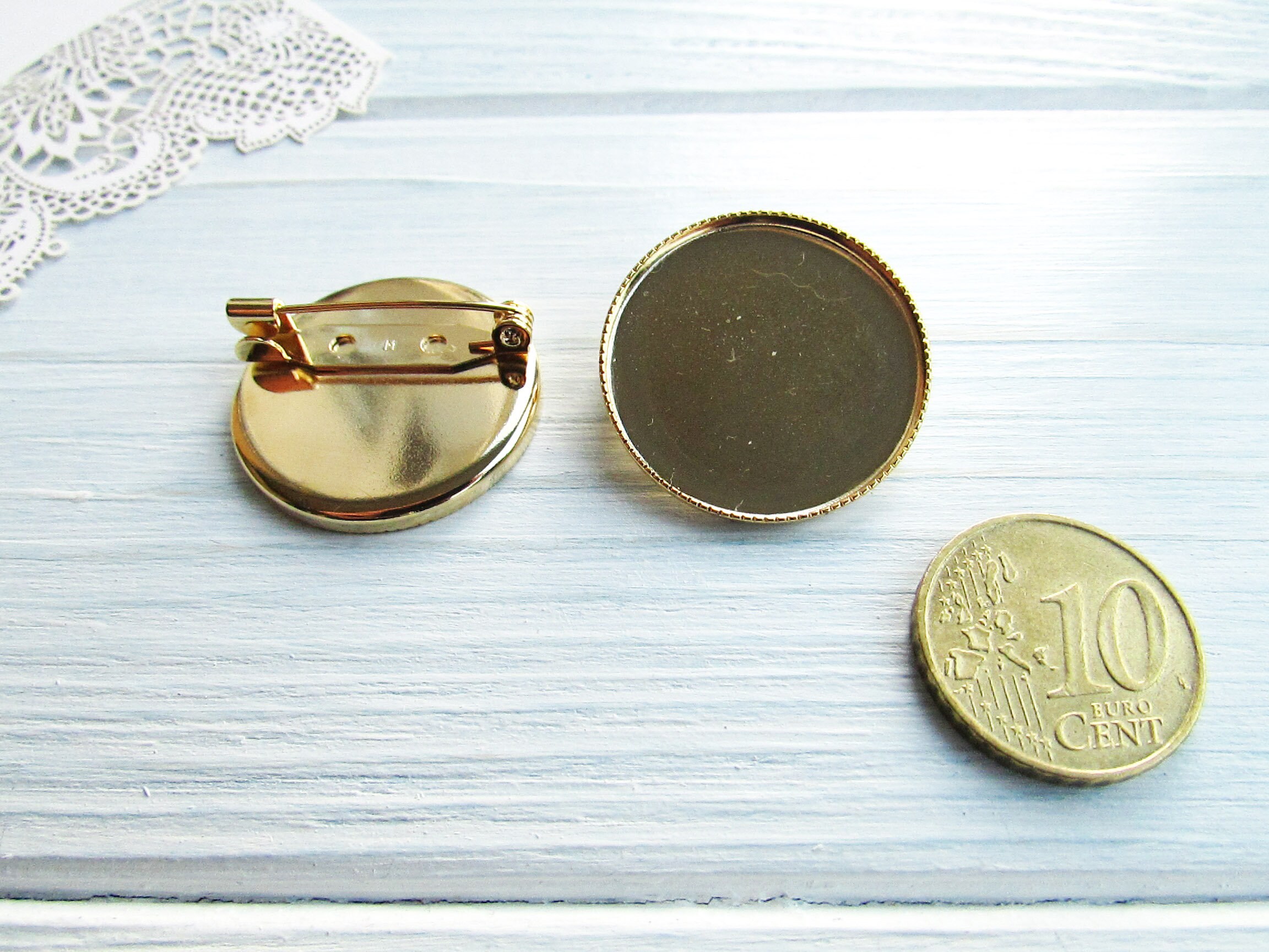 1 Pcs Brass 25 Mm Gold Brooch Pin Backs Brooch Base Round - Etsy