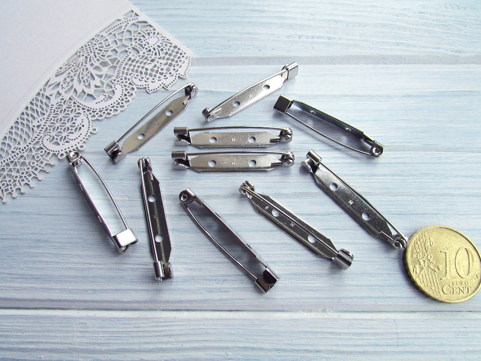 20 Pcs Brass 30 Mm Silver Metal Brooch Pin 118 Inch Made in - Etsy