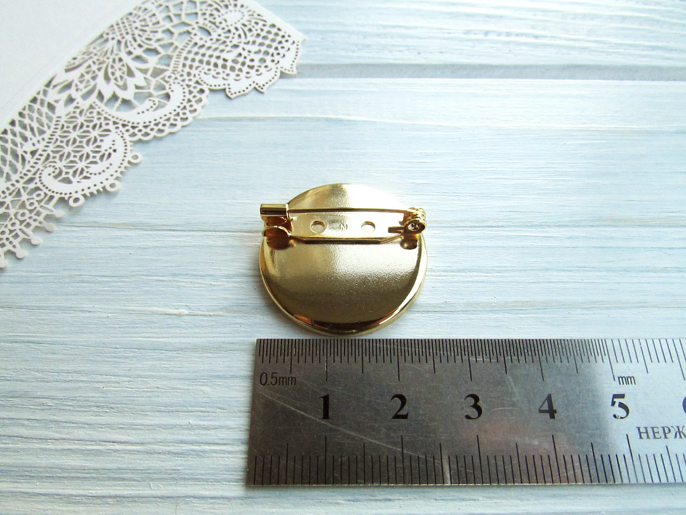1 Pcs Brass 25 Mm Gold Brooch Pin Backs Brooch Base Round - Etsy