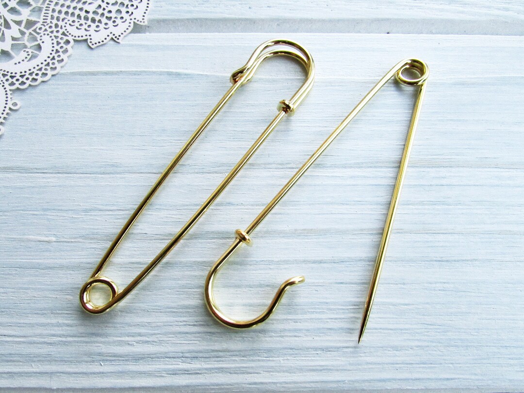 10 Pcs Safety Pin Brooches 70 Mm Gold Brooch Pin Backs Brooch Holders 2 ...