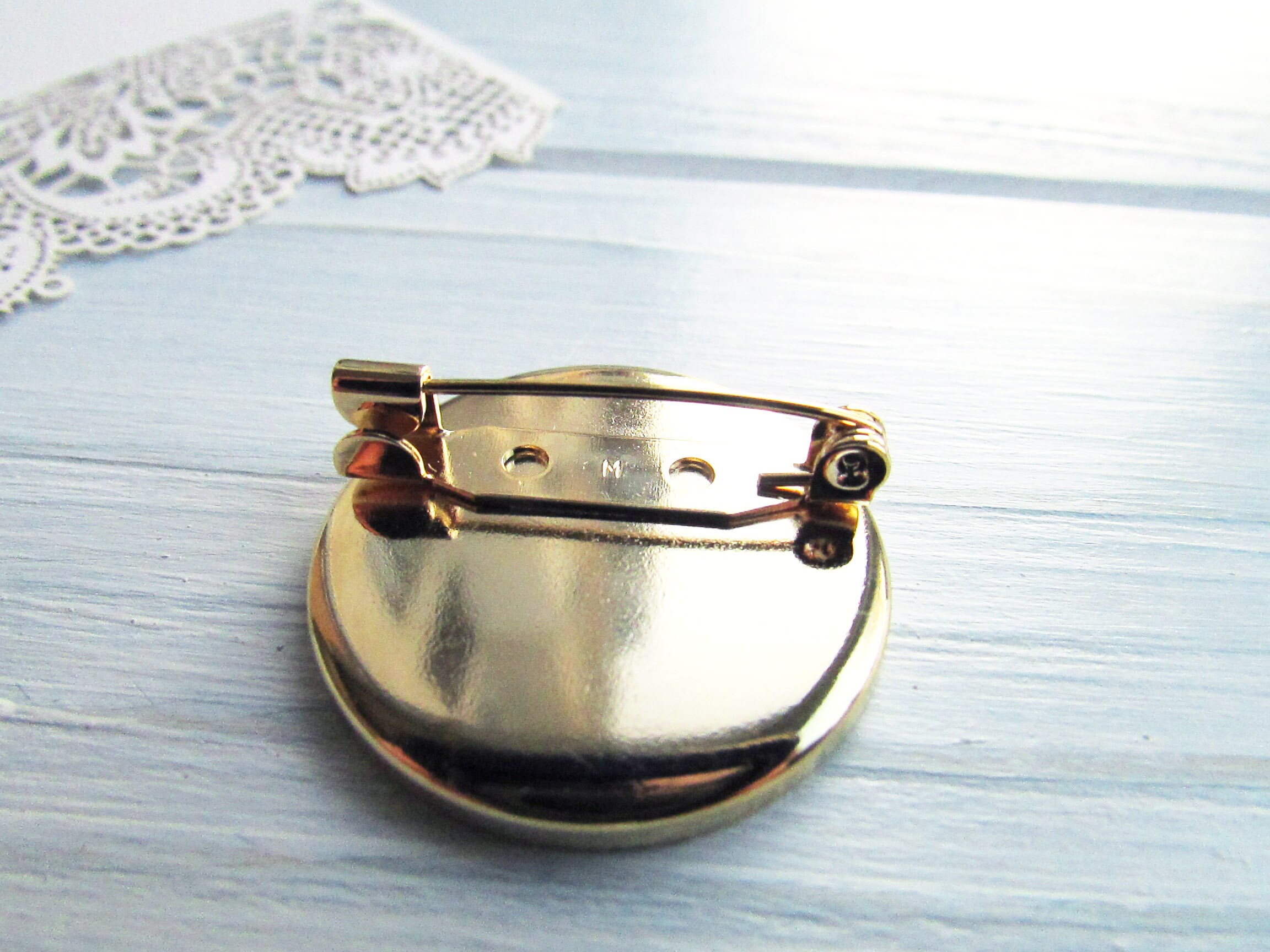 1 Pcs Brass 25 Mm Gold Brooch Pin Backs Brooch Base Round - Etsy