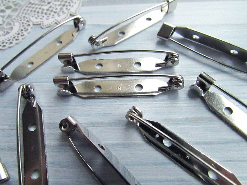 20 Pcs Brass 30 Mm Silver Metal Brooch Pin 118 Inch Made in - Etsy