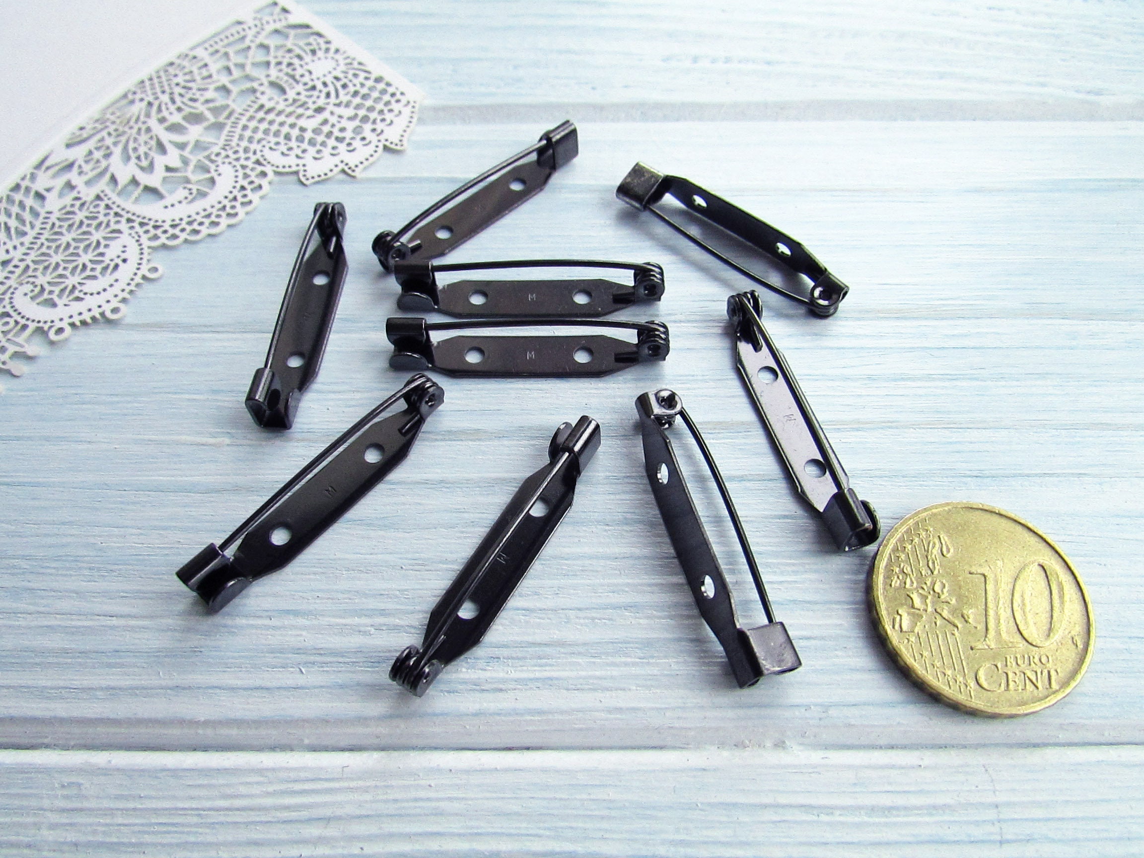 20 Pcs Brass 30 Mm Black Metal Brooch Pin 118 Inch Made in - Etsy