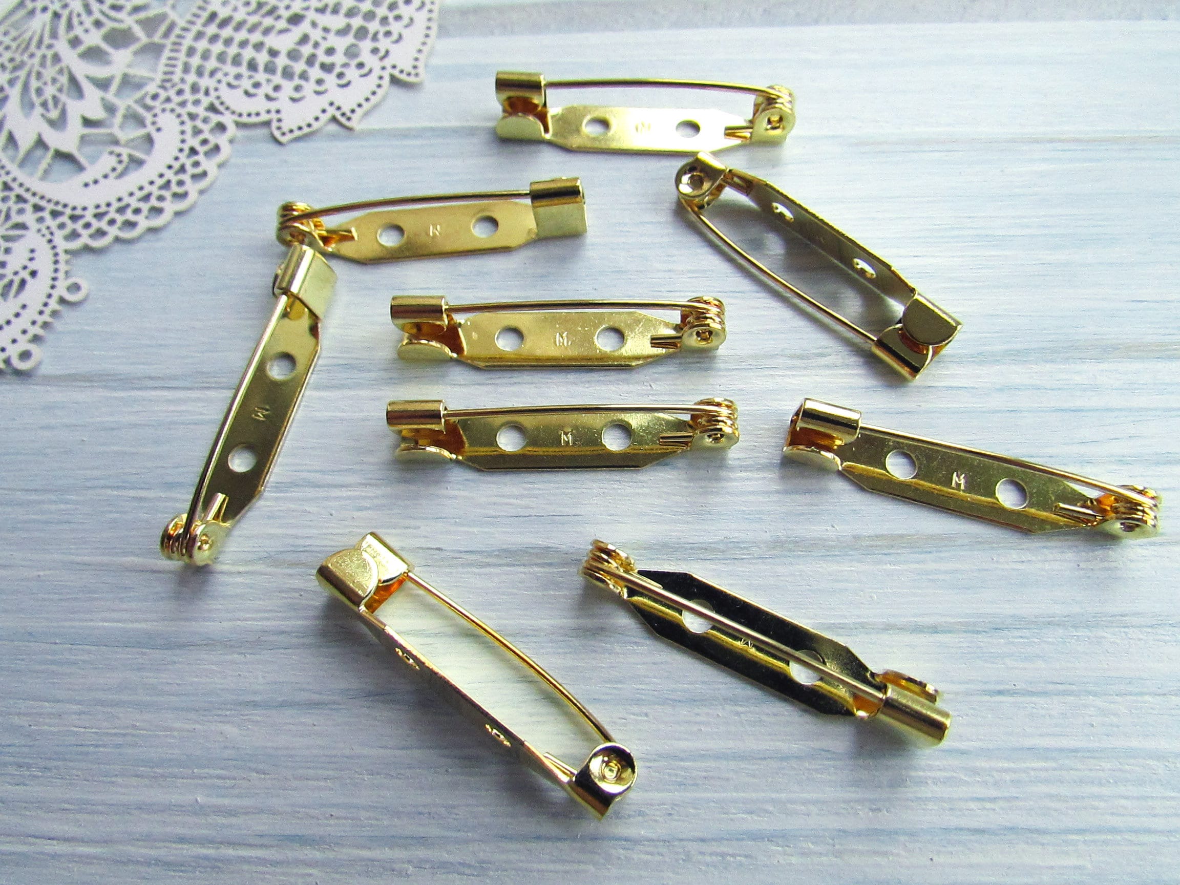 20 Pcs Brass 25 mm gold Metal Brooch Pin 098 inch Made in | Etsy