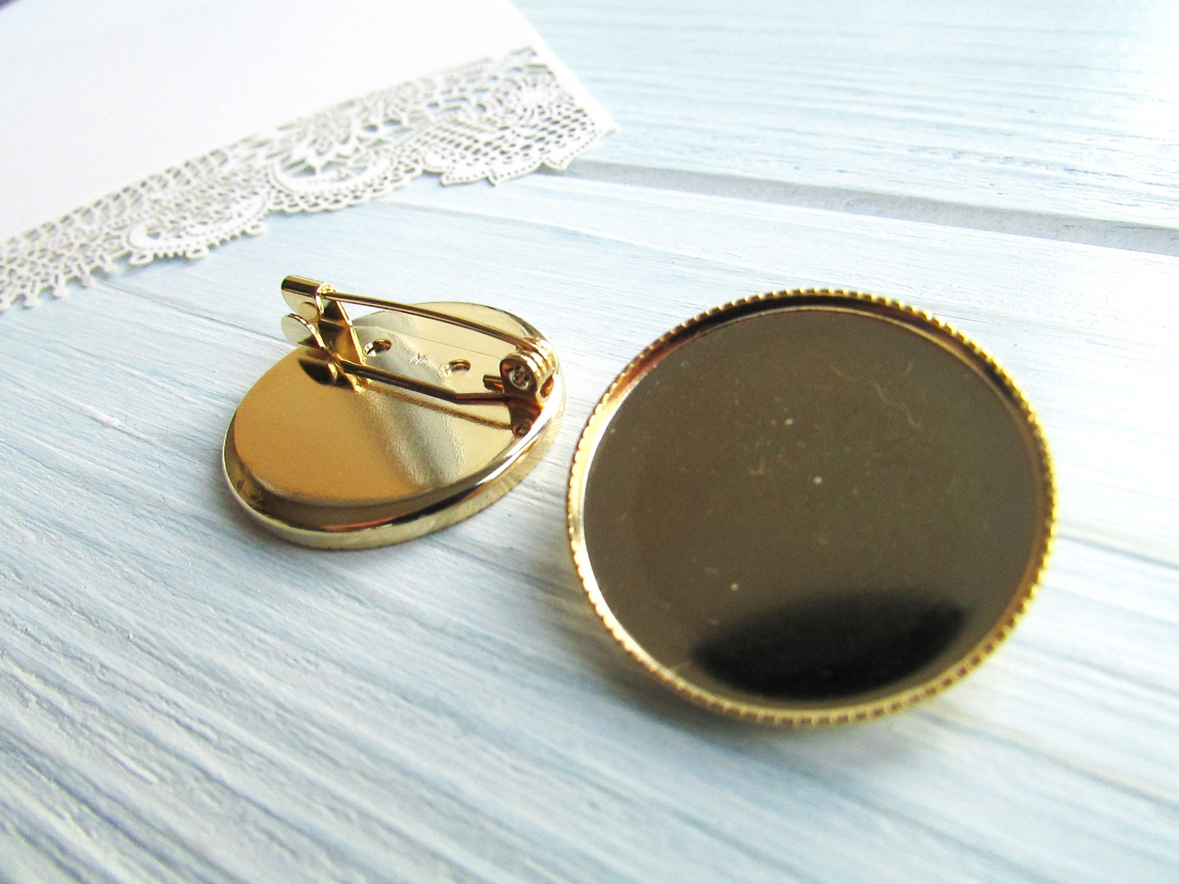 1 Pcs Brass 25 Mm Gold Brooch Pin Backs Brooch Base Round - Etsy
