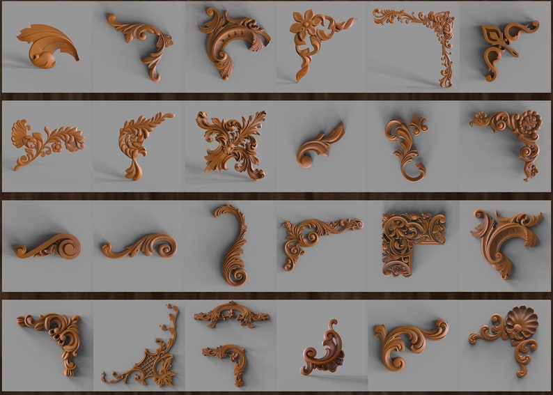 3D STL Models for CNC Router Engraver, Carving Machine, CNC Files for Wood, 100 Corner Models ...