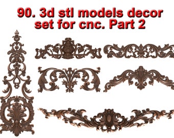 3D STL Model for CNC Router Engraver, Carving Machine, CNC Files for Wood, 90 Models Decor Set ...