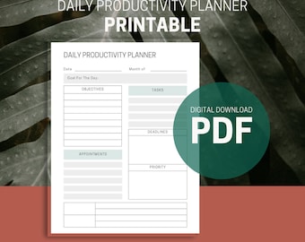 Productivity Daily Planner Printable - Etsy