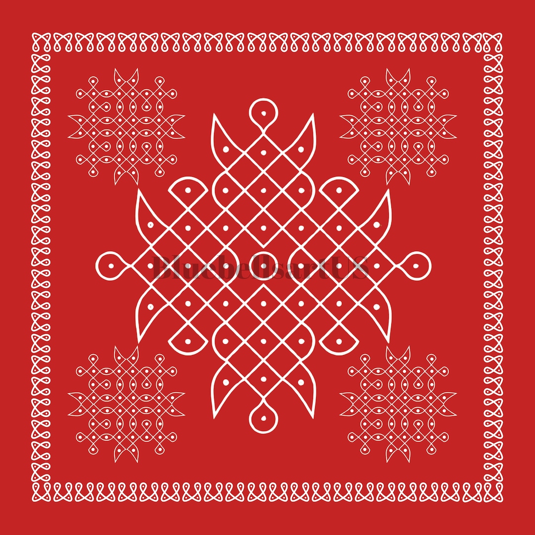 Crimson Red Kolam Design Digital File, JPEG, Instant Download, Kolam Instant Digital Download ...