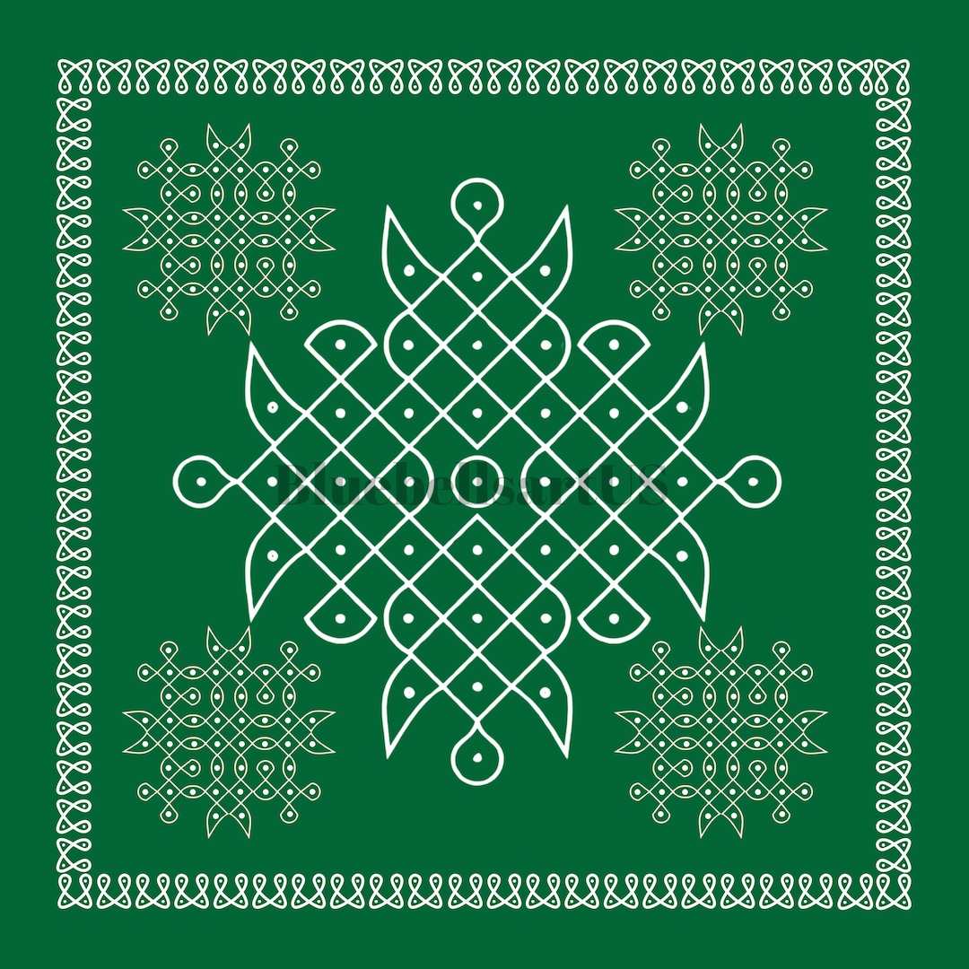 Green Kolam Design Digital File, JPEG, Instant Download, Kolam Instant ...