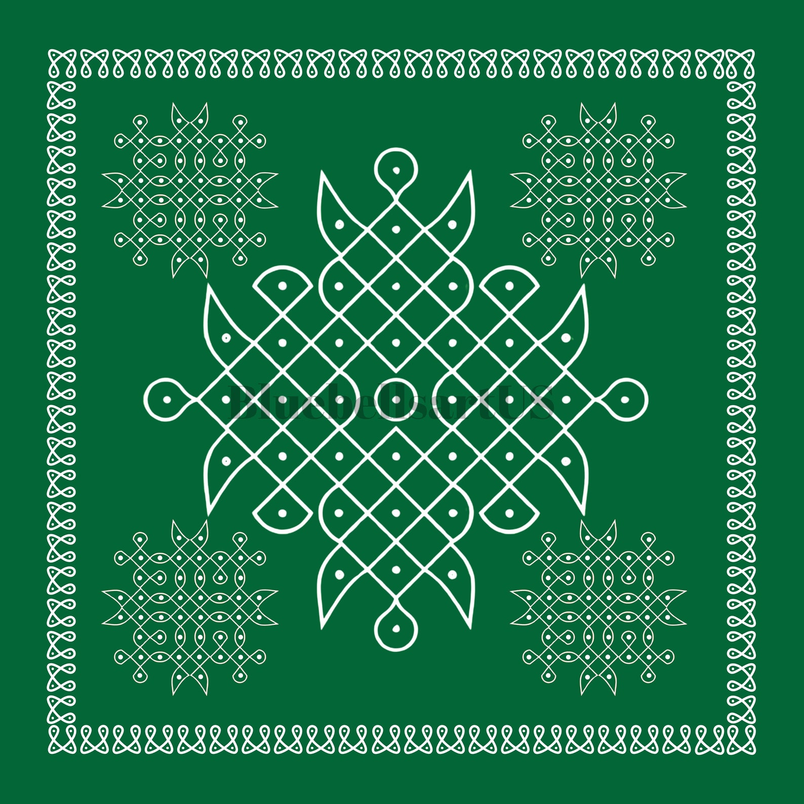 Green Kolam Design Digital File, JPEG, Instant Download, Kolam Instant ...