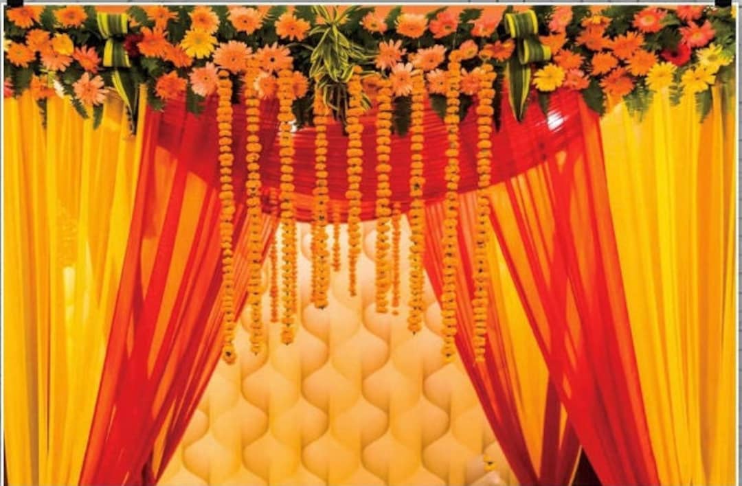 Indian Wedding Marigold Photo Backdrop/ Hindu Traditional Festival ...