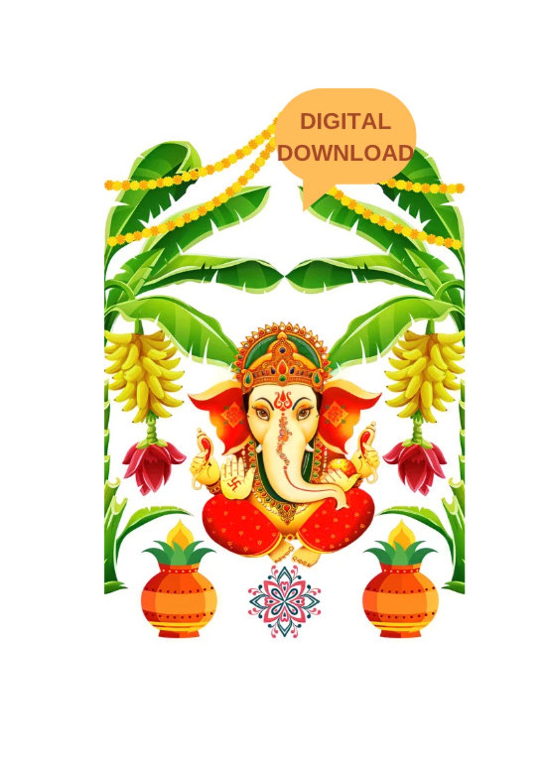 Gruhapravesam Ganesha Digital File, JPEG, Instant Download File for ...