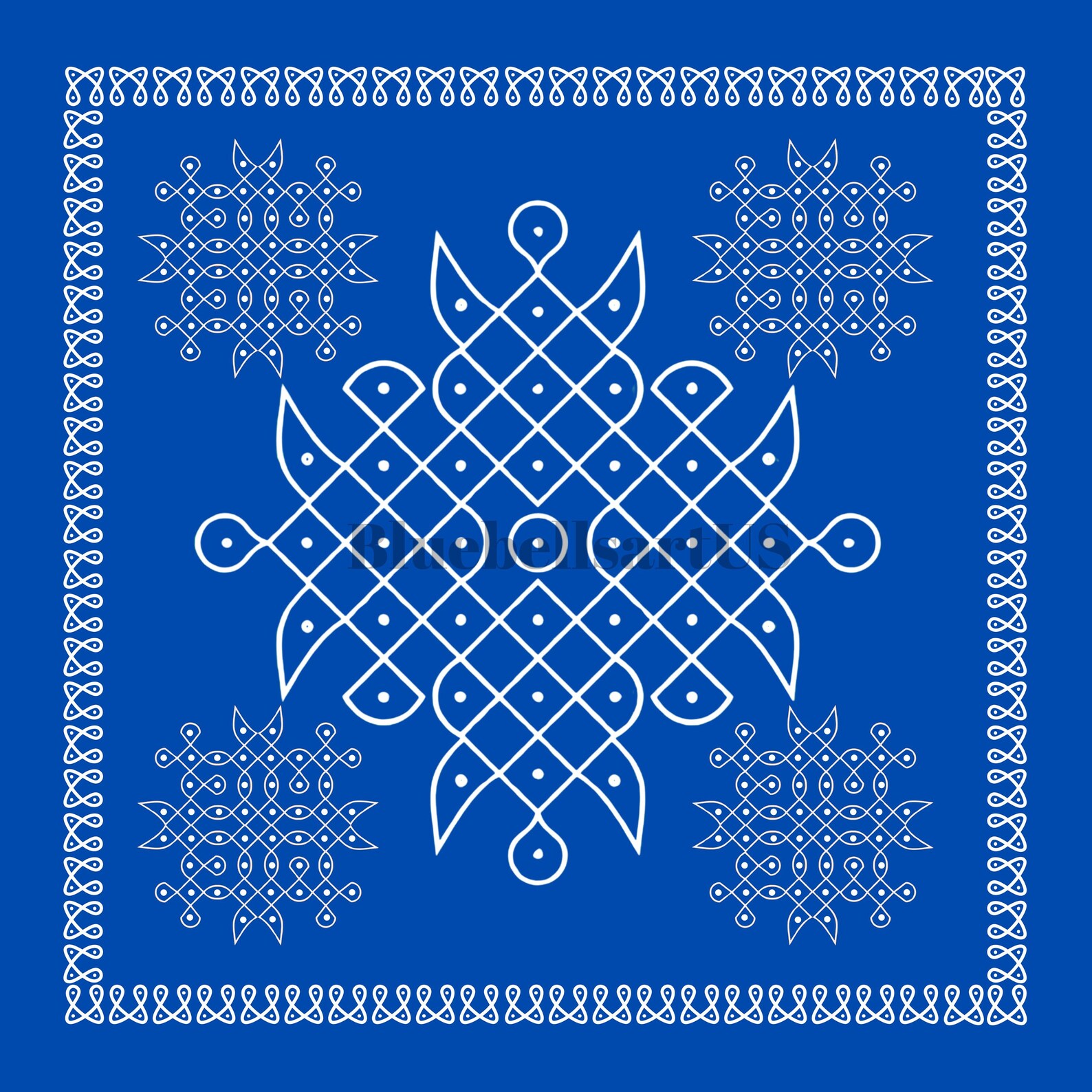 Blue Kolam Design Digital File, JPEG, Instant Download, Kolam Instant ...