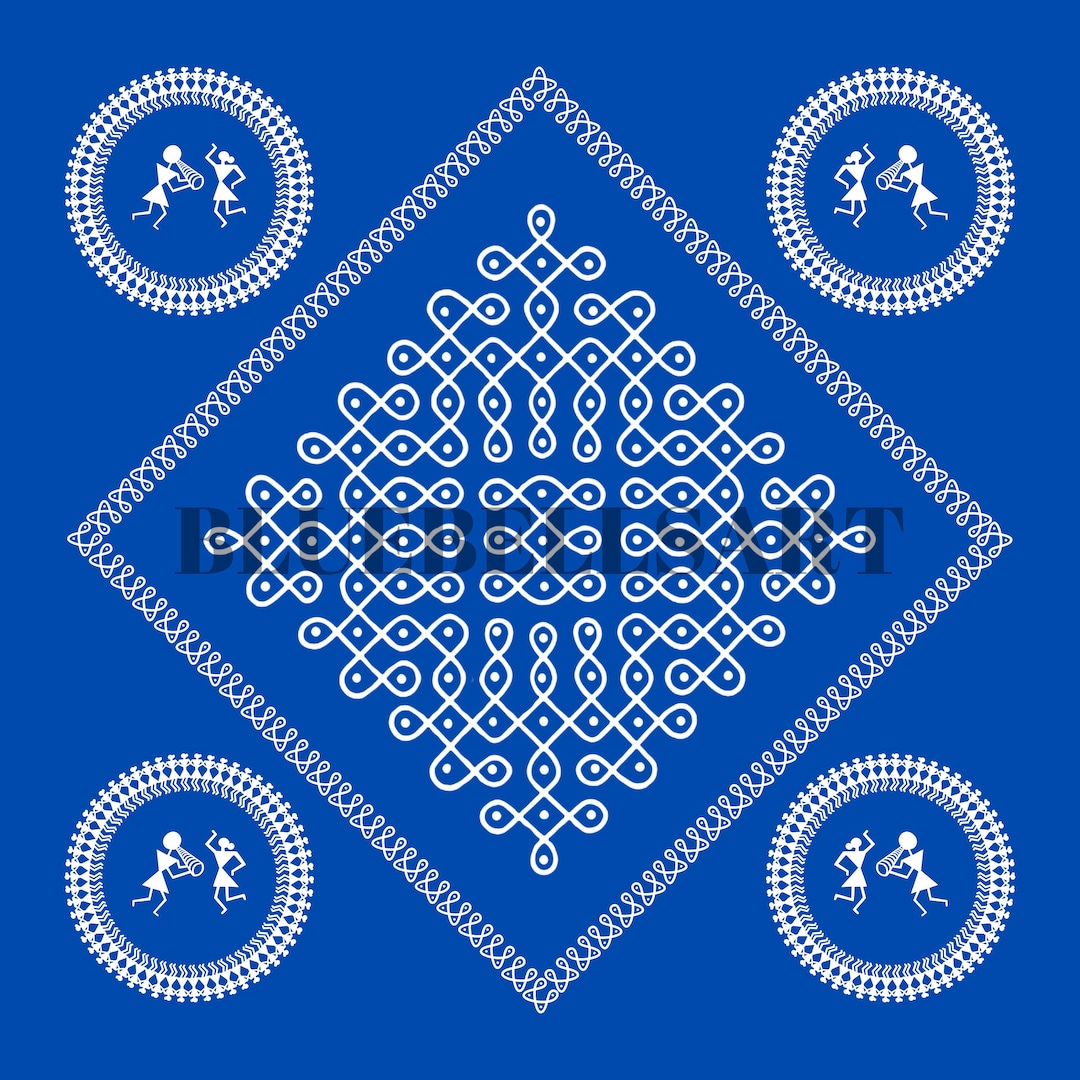 Blue Kolam Design Digital File, JPEG, Instant Download, Kolam Instant ...