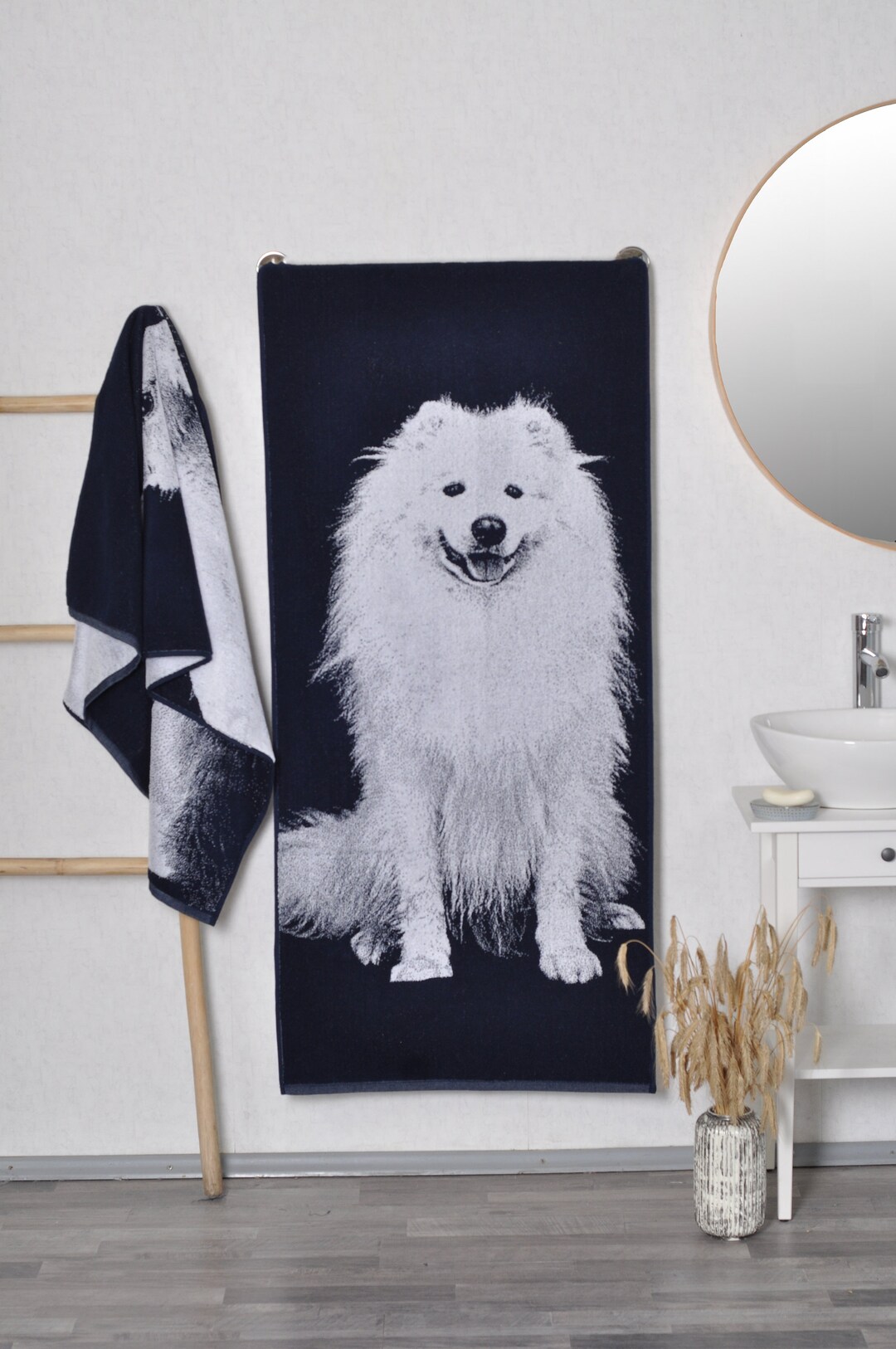 Samoyed Dog Cotton Bath Towel: Dog Lover Gift (59x26 In) - Etsy