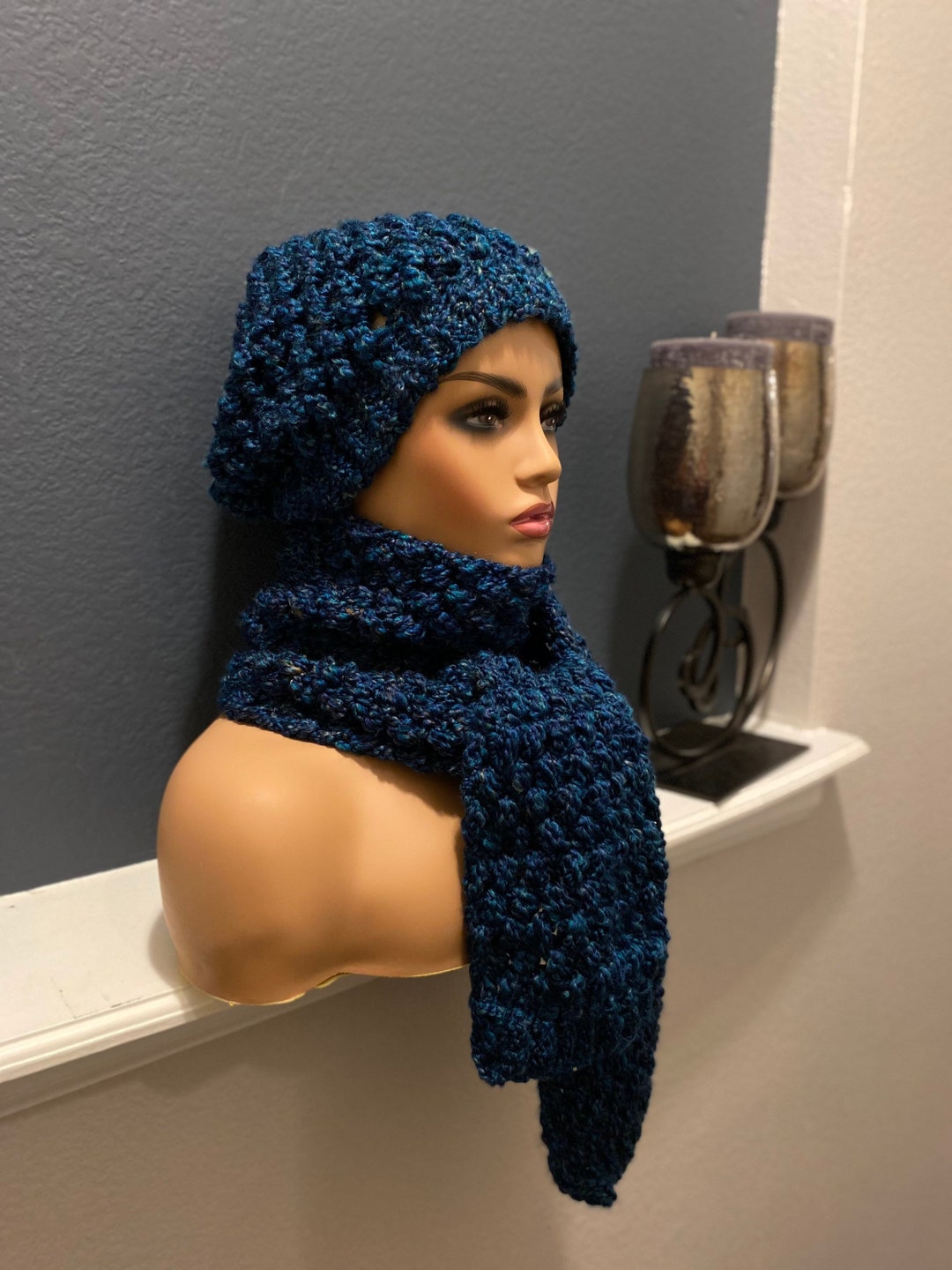 Homespun "colonial" Puff Stitch Beanie and Scarf Set (may Also Buy ...